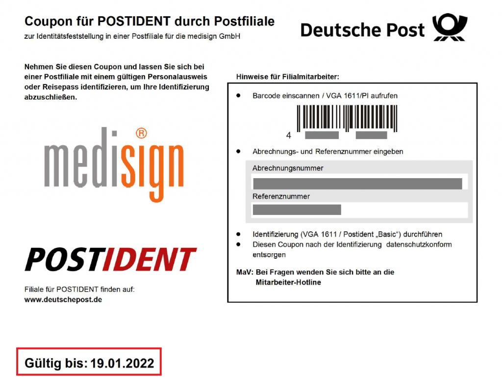 Identifizierung per POSTIDENT: Bitte 14-Tage-Frist beachten!