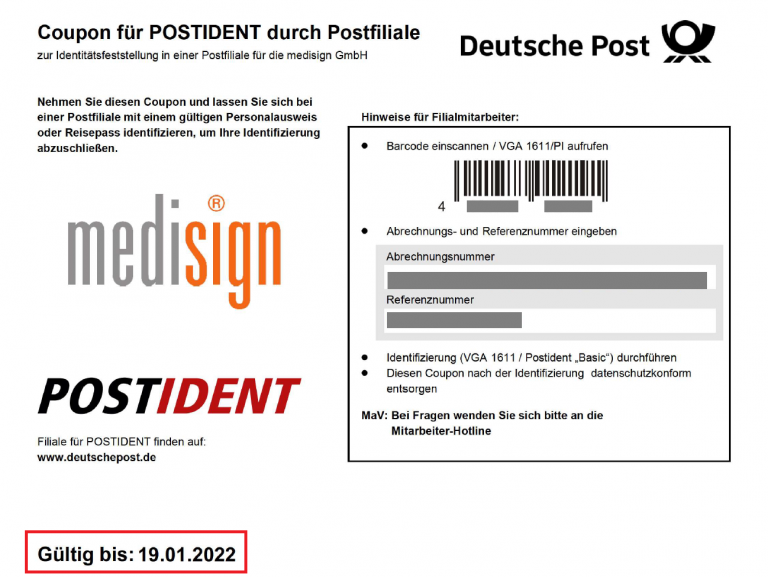 Identifizierung per POSTIDENT: Bitte 14-Tage-Frist beachten!